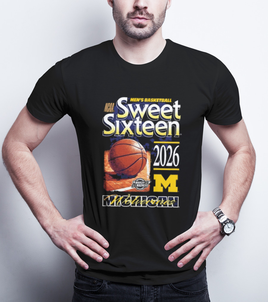 Michigan Wolverines Sweet Sixteen 2026 Basketball NCAA Bound T-Shirt