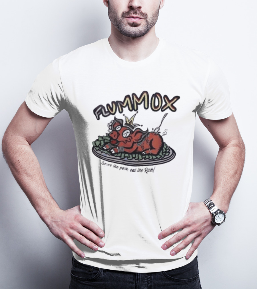Flummox Serve The Pork Eat The Rich Pig With Money And Crown T-Shirt