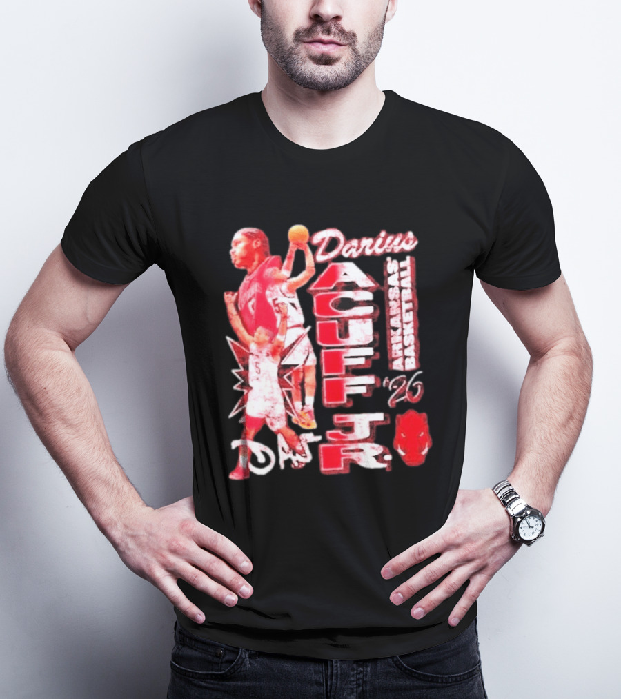 Darius Acuff Jr Arkansas Basketball Razorbacks '26 Crimson T-Shirt
