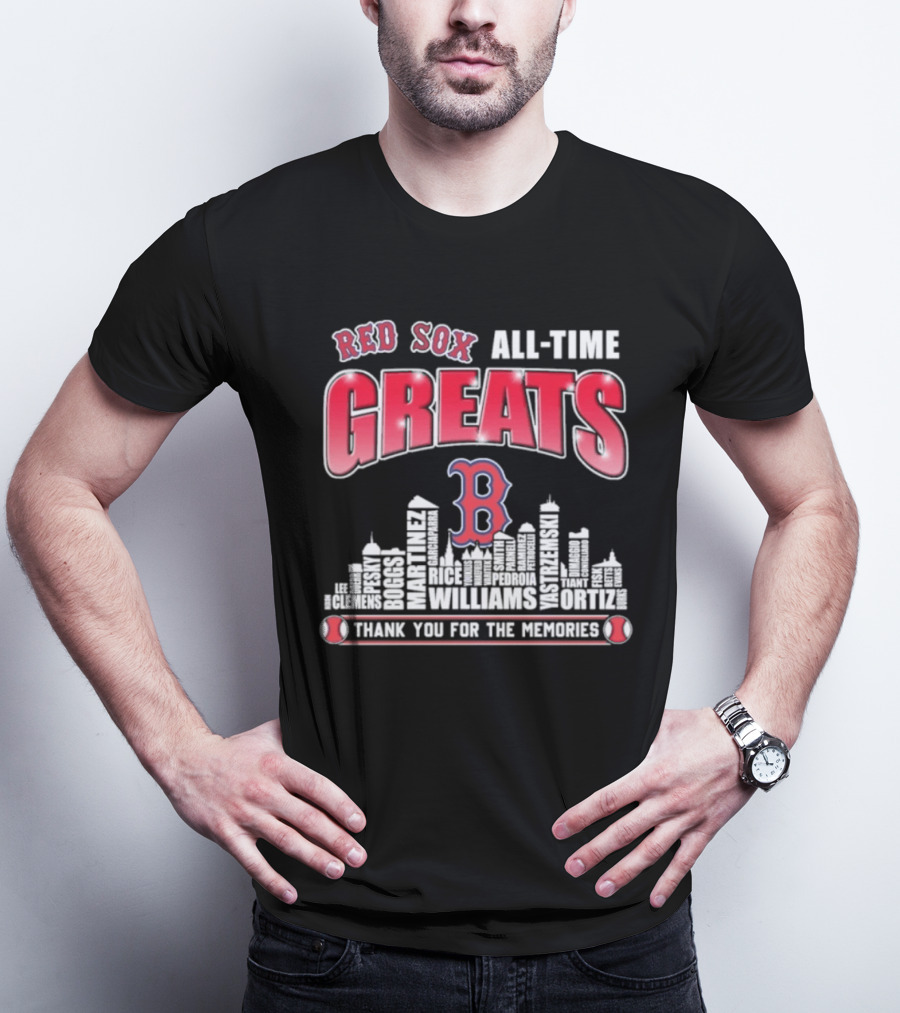 Red Sox All Time Greats Boston Skyline Williams Ortiz Thank You For The Memories T-Shirt