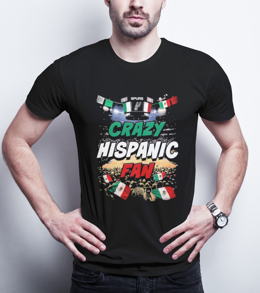 Splurs Crazy Hispanic Fan Mexican Flag Fists Flags T-Shirt