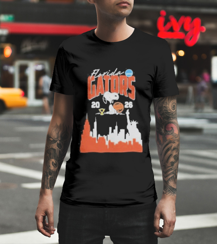 Florida Gators Snoopy Basketball 2026 NYC Skyline T-Shirt