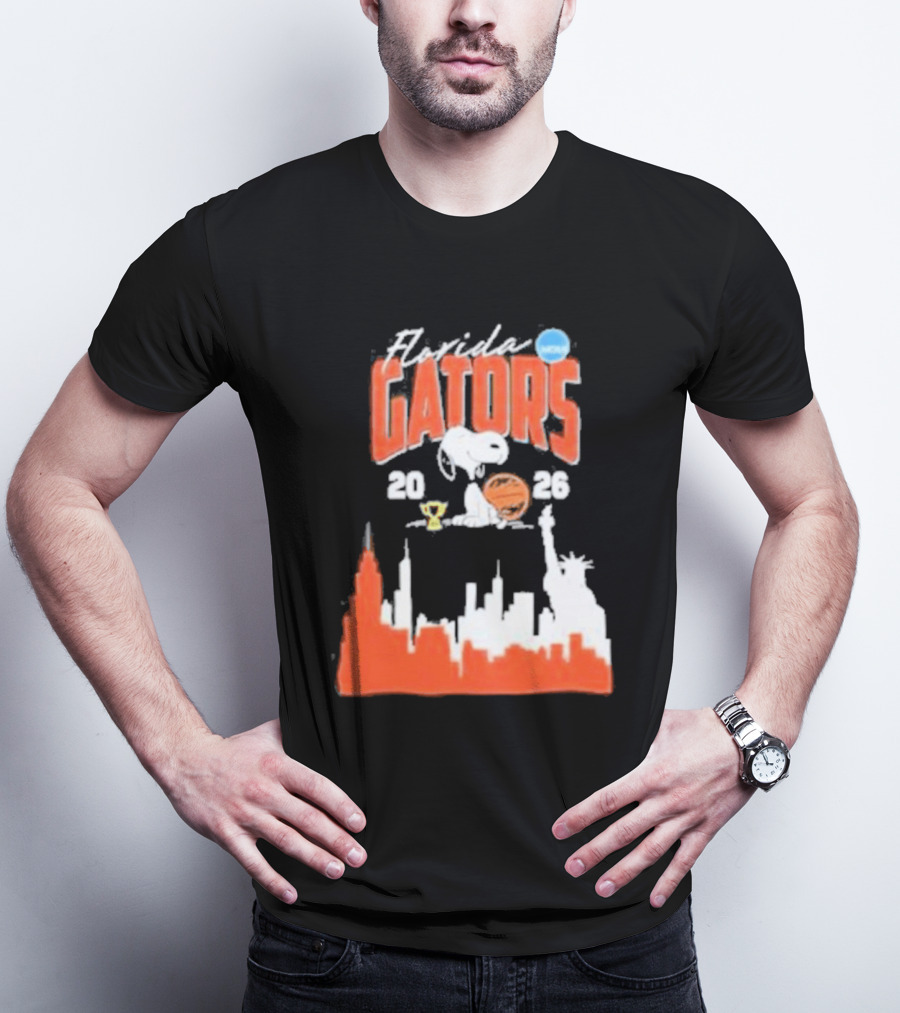 Florida Gators Snoopy Basketball 2026 NYC Skyline T-Shirt