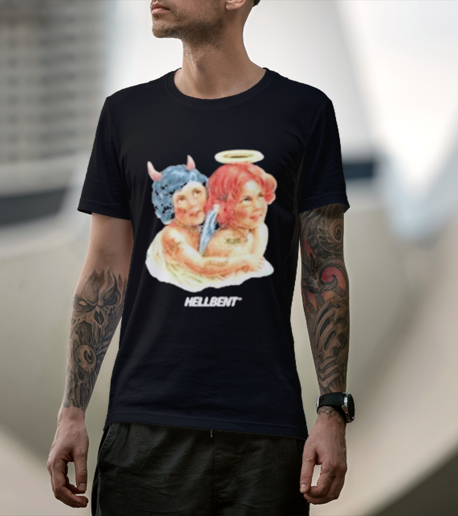 Hellbentrecs Saints Sinners Cherubs With Halo And Horns T-Shirt
