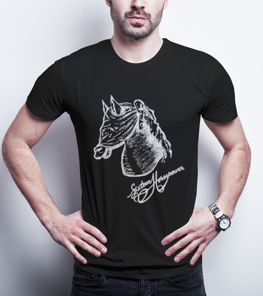 Hello Blindfold Horse Sketch Sixteen Horsepower Signature T-Shirt