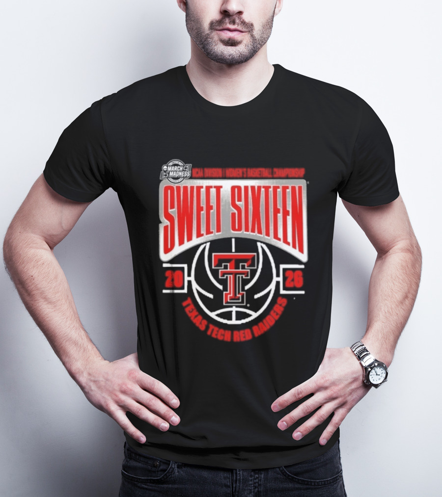 Texas Tech Red Raiders Sweet Sixteen 2026 NCAA DI Women's Basketball Tournament March Madness T-Shirt