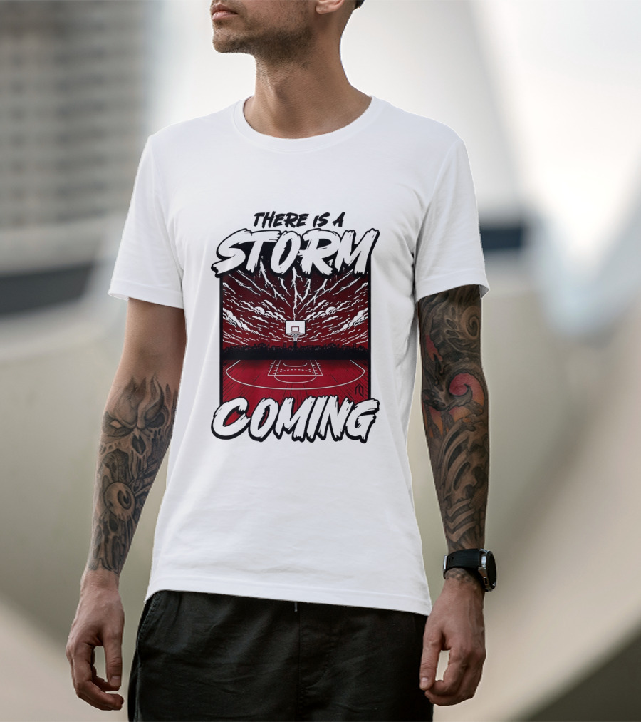 There Is A Storm Coming Basketball Court Thunderstorm Sky T-Shirt