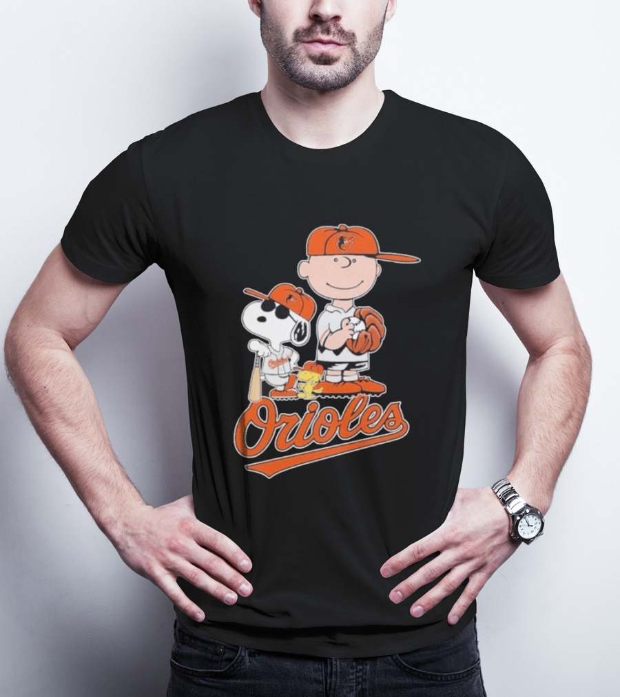 2026 Snoopy Charlie Brown Peanuts Baseball Orioles T-Shirt