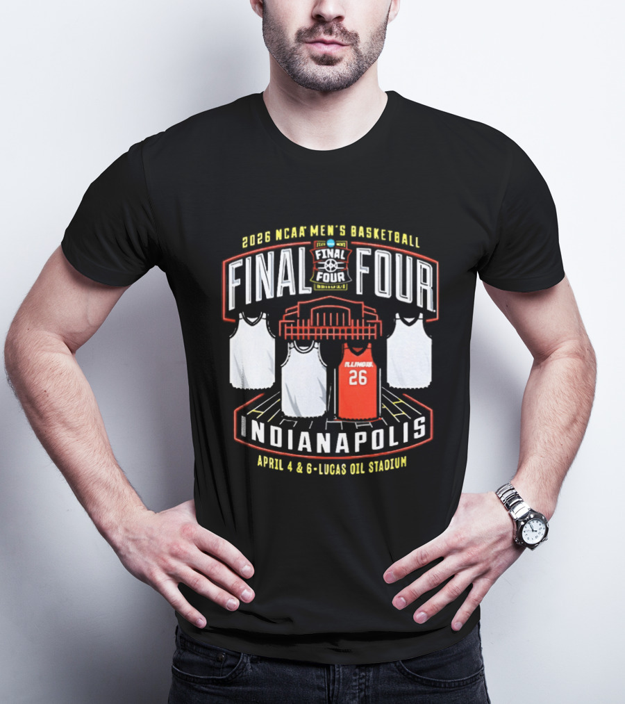 Illinois Fighting Illini NCAA Men's Basketball 2026 Final Four Indianapolis April 4 And 6 Lucas Oil Stadium T-Shirt