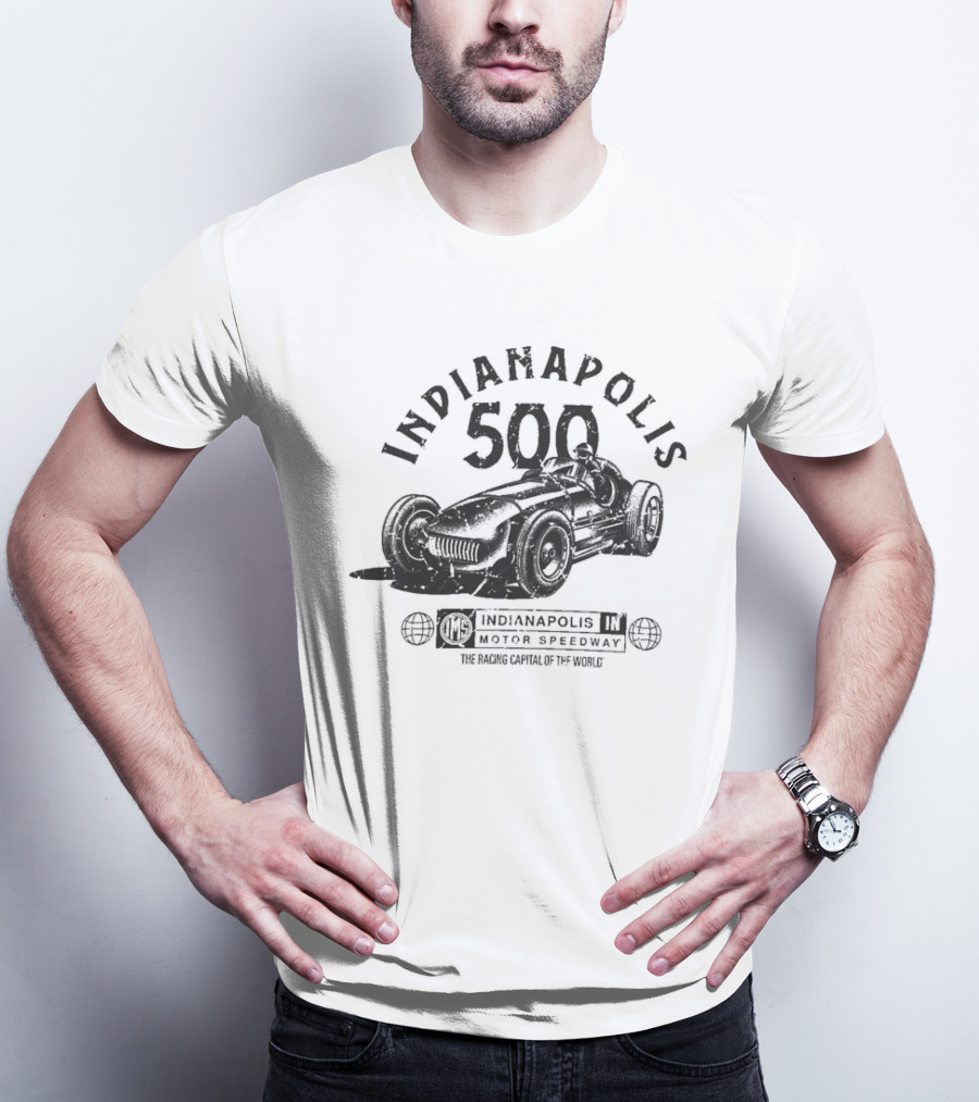 Indianapolis 500 Motor Speedway Racing Capital Of The World Vintage Car T-Shirt