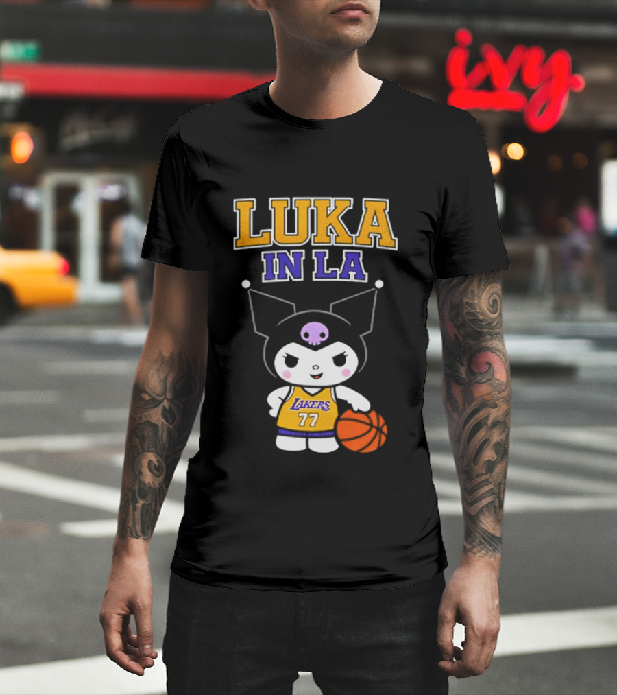 Kuromi Lakers Luka In LA #77 Basketball T-Shirt