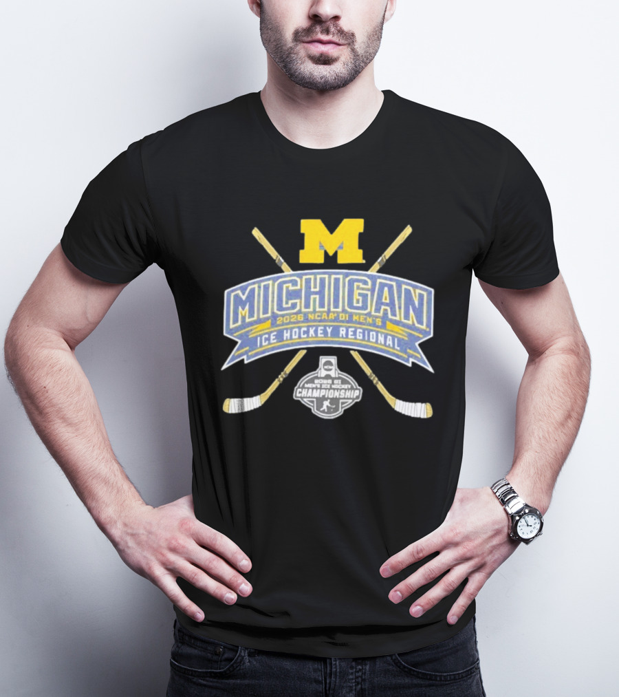 Michigan Wolverines 2026 NCAA DI Men's Ice Hockey Regional Championship T-Shirt