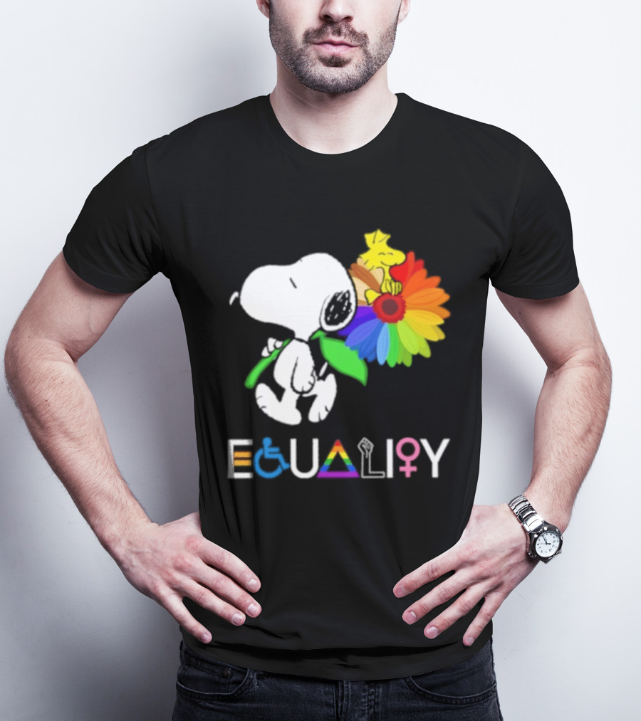 Snoopy Flower Equality Rainbow LGBTQ+ Inclusivity T-Shirt