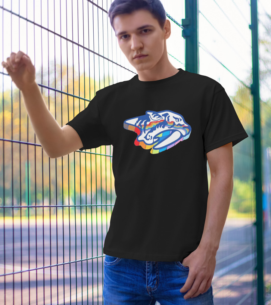Nashville Predators Rainbow Pride Hockey Team LGBTQIA+ Support T-Shirt