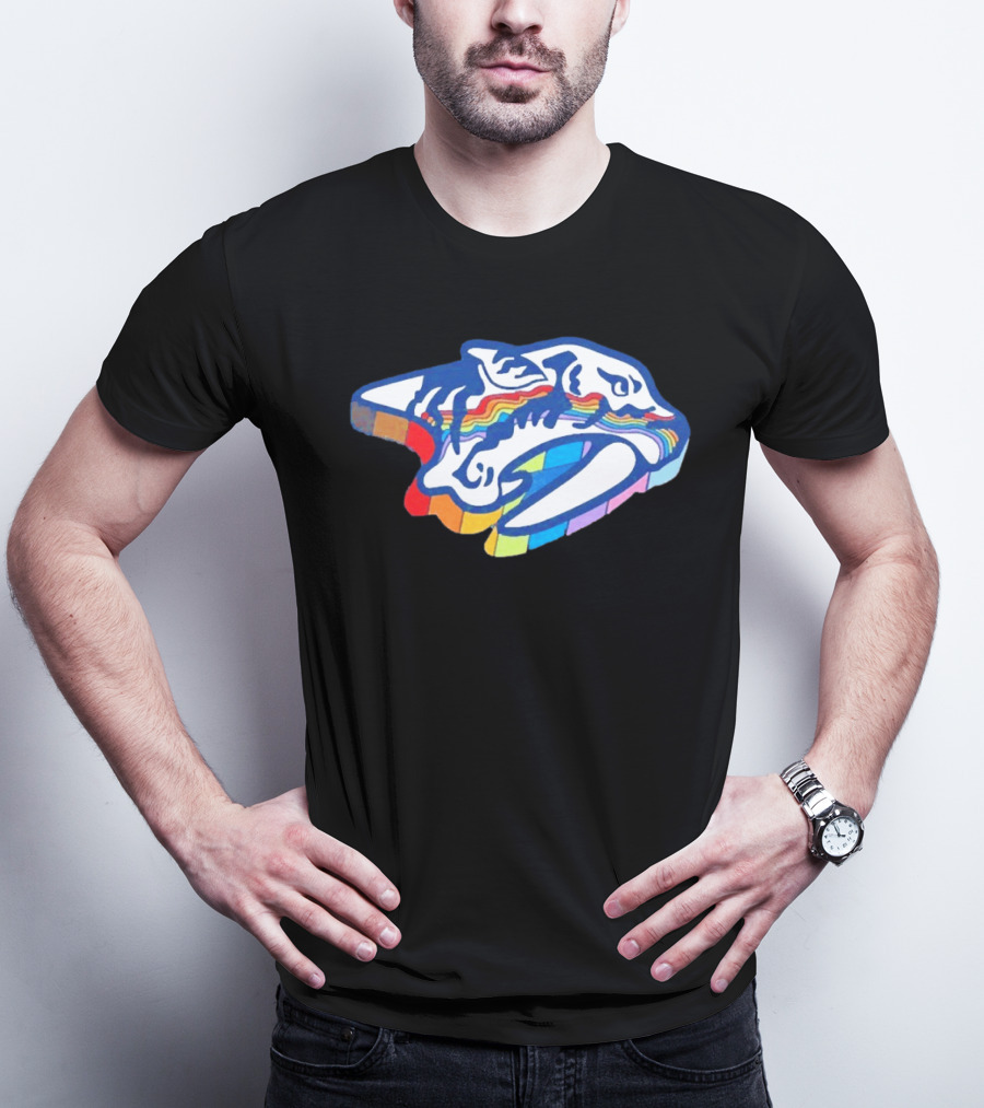 Nashville Predators Rainbow Pride Hockey Team LGBTQIA+ Support T-Shirt
