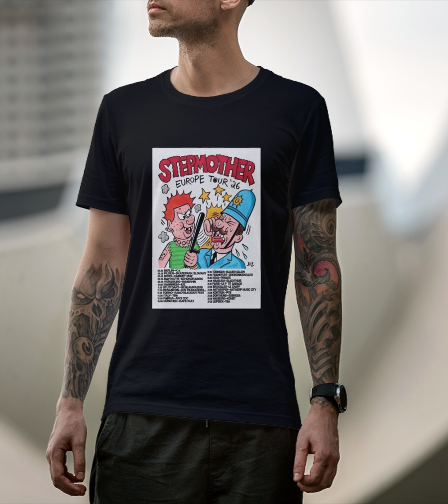 Stepmother Europe Tour 2026 Cartoon Punk Rock Dates And Locations T-Shirt