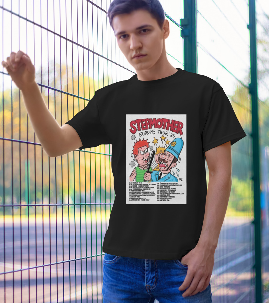 Stepmother Europe Tour 2026 Cartoon Punk Rock Dates And Locations T-Shirt