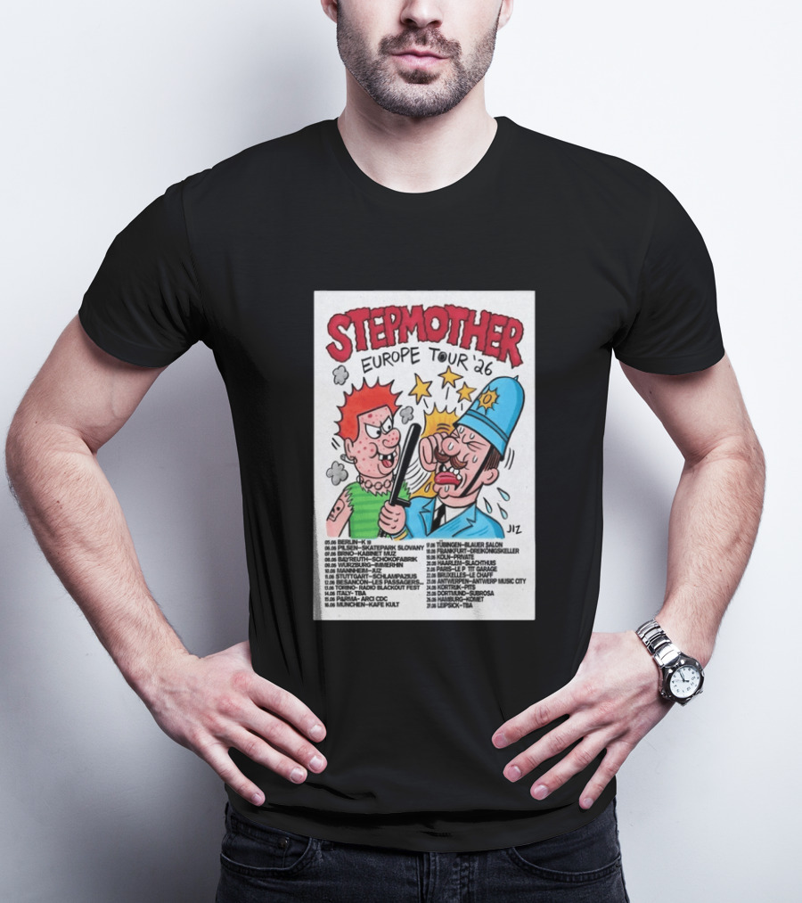 Stepmother Europe Tour 2026 Cartoon Punk Rock Dates And Locations T-Shirt