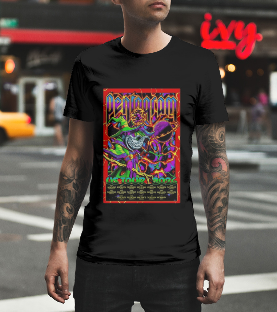 Pentagram US Tour 2026 Psychedelic Wizard T-Shirt