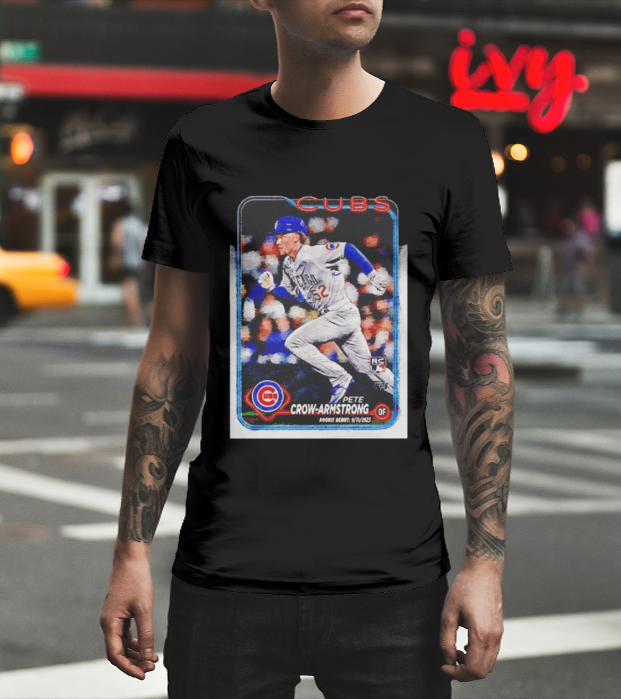 Pete Crow Armstrong Chicago Cubs Rookie Debut 9/11/2023 Topps Baseball Card T-Shirt