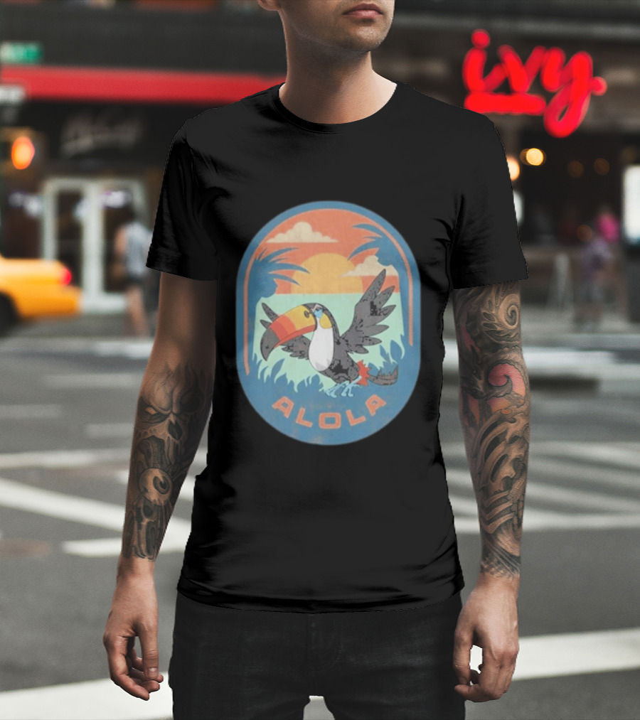 Alola Pokémon Toucan Tropical Sunset Scene T-Shirt