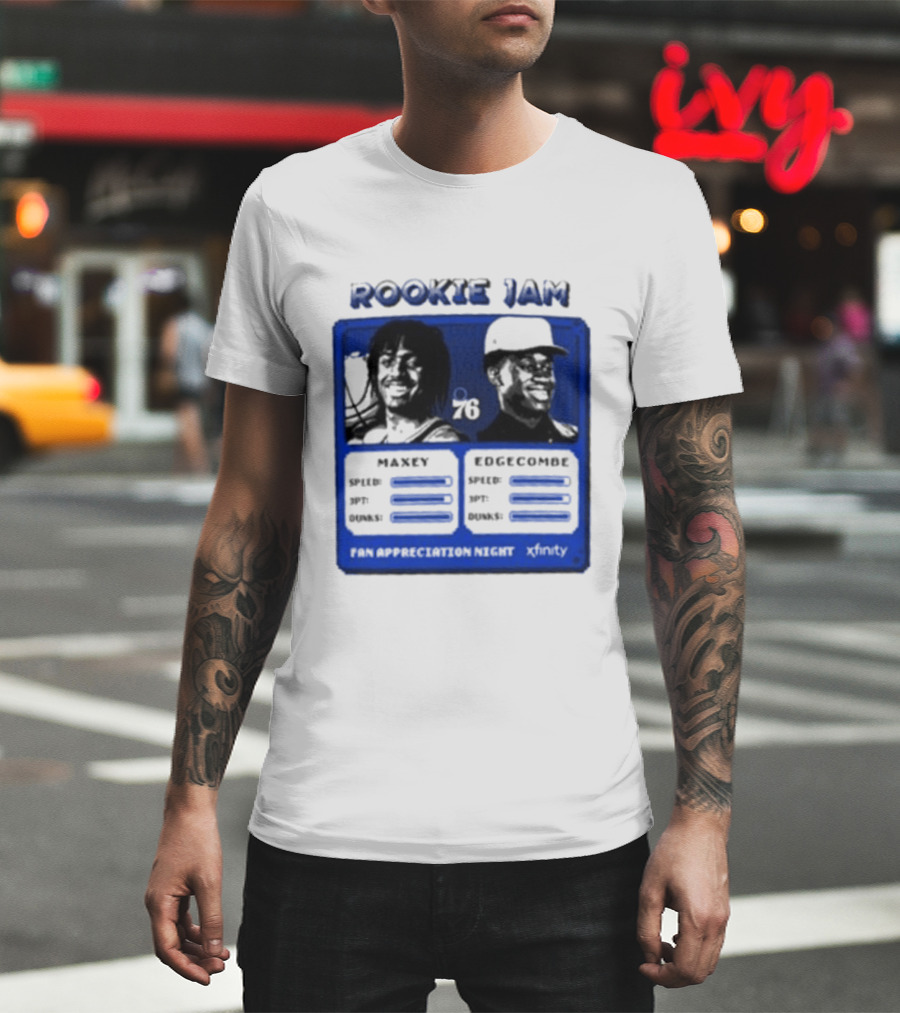 Rookie Jam Philadelphia 76ers Maxey Edgecombe Stats Display T-Shirt