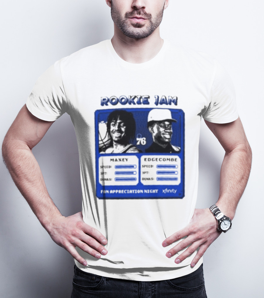 Rookie Jam Philadelphia 76ers Maxey Edgecombe Stats Display T-Shirt