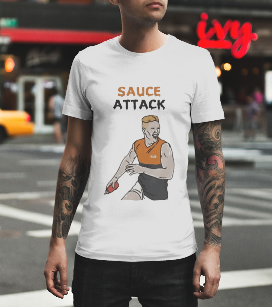 Sauce Attack Giants Edition Australian Rules Football Fan T-Shirt