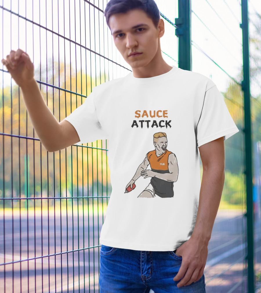 Sauce Attack Giants Edition Australian Rules Football Fan T-Shirt