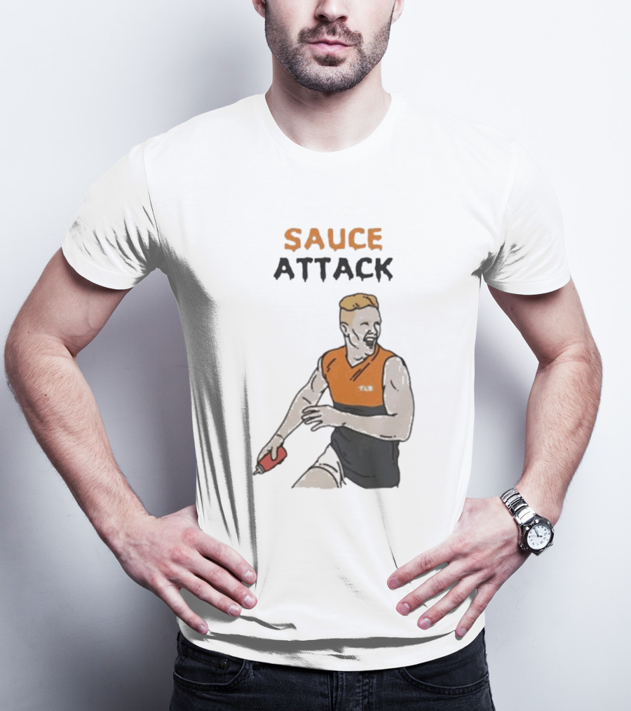 Sauce Attack Giants Edition Australian Rules Football Fan T-Shirt