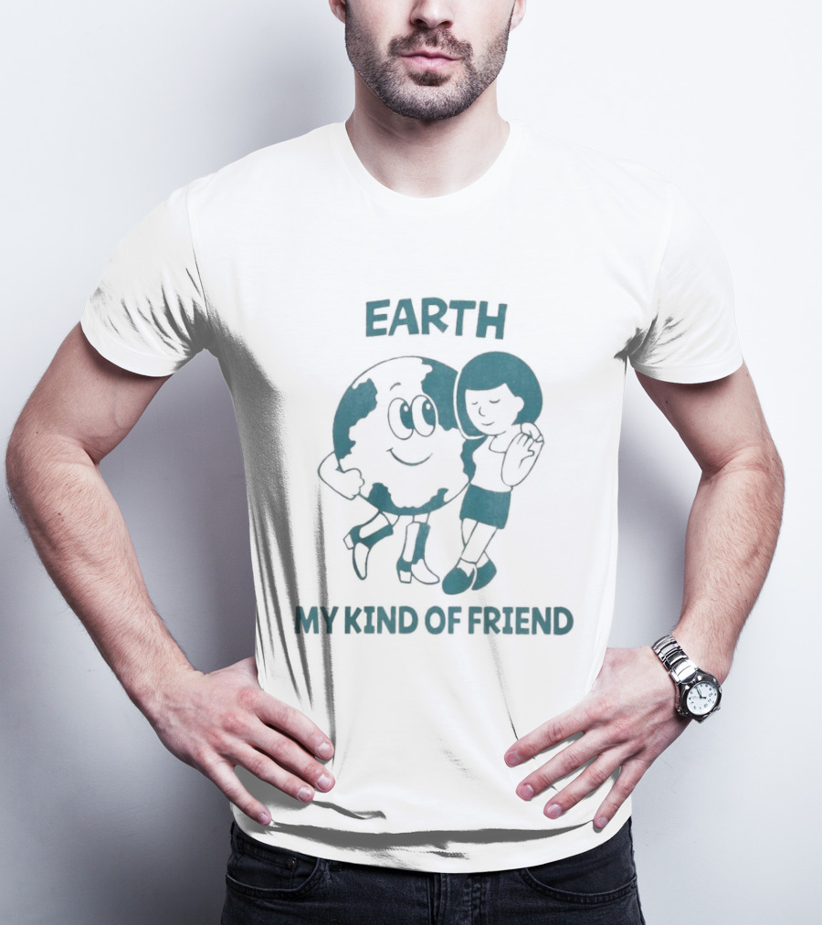 Earth My Kind Of Friend Cartoon Character And Girl Hugging T-Shirt
