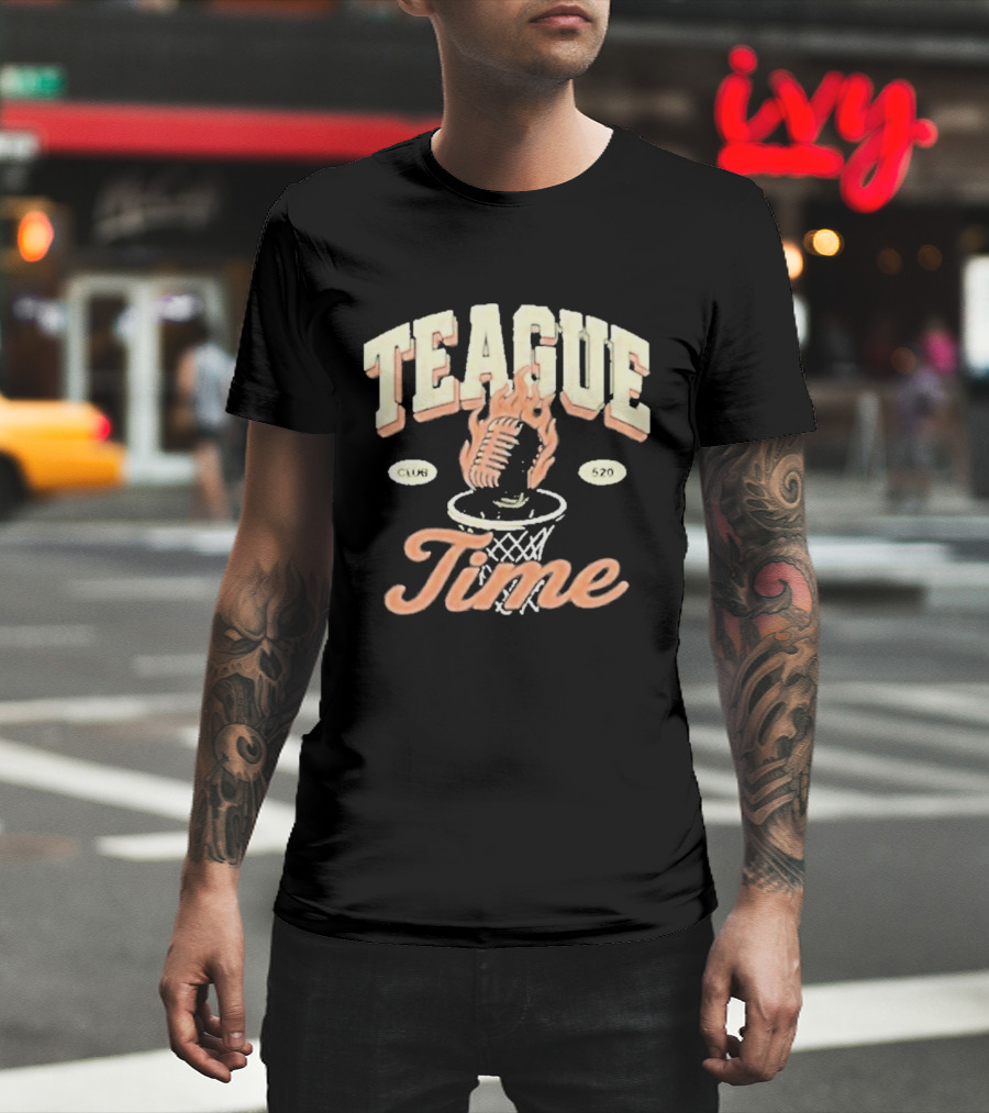 Teague Time Basketball Flaming Ball Hoop Club 520 T-Shirt