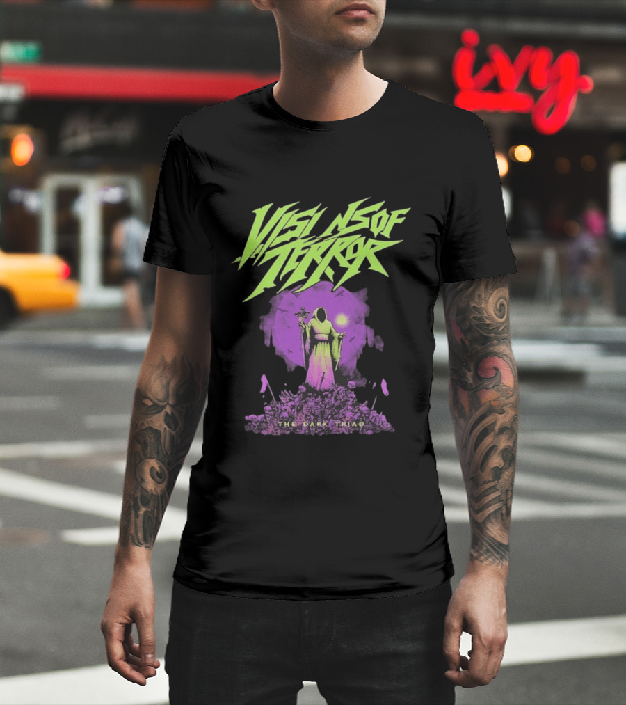 Visions Of Terror The Dark Triad Hooded Figure Symbolism T-Shirt