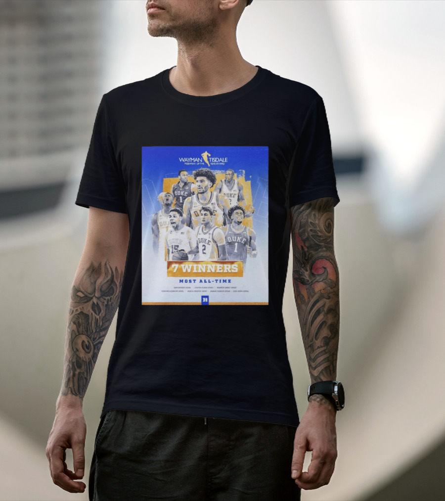 Wayman Tisdale Freshman Of The Year Award Duke Blue Devils 7 Winners Most All Time T-Shirt