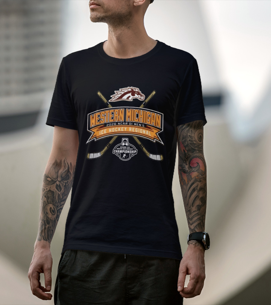 Western Michigan Broncos 2026 NCAA DI Men's Ice Hockey Regional Championship Competition T-Shirt