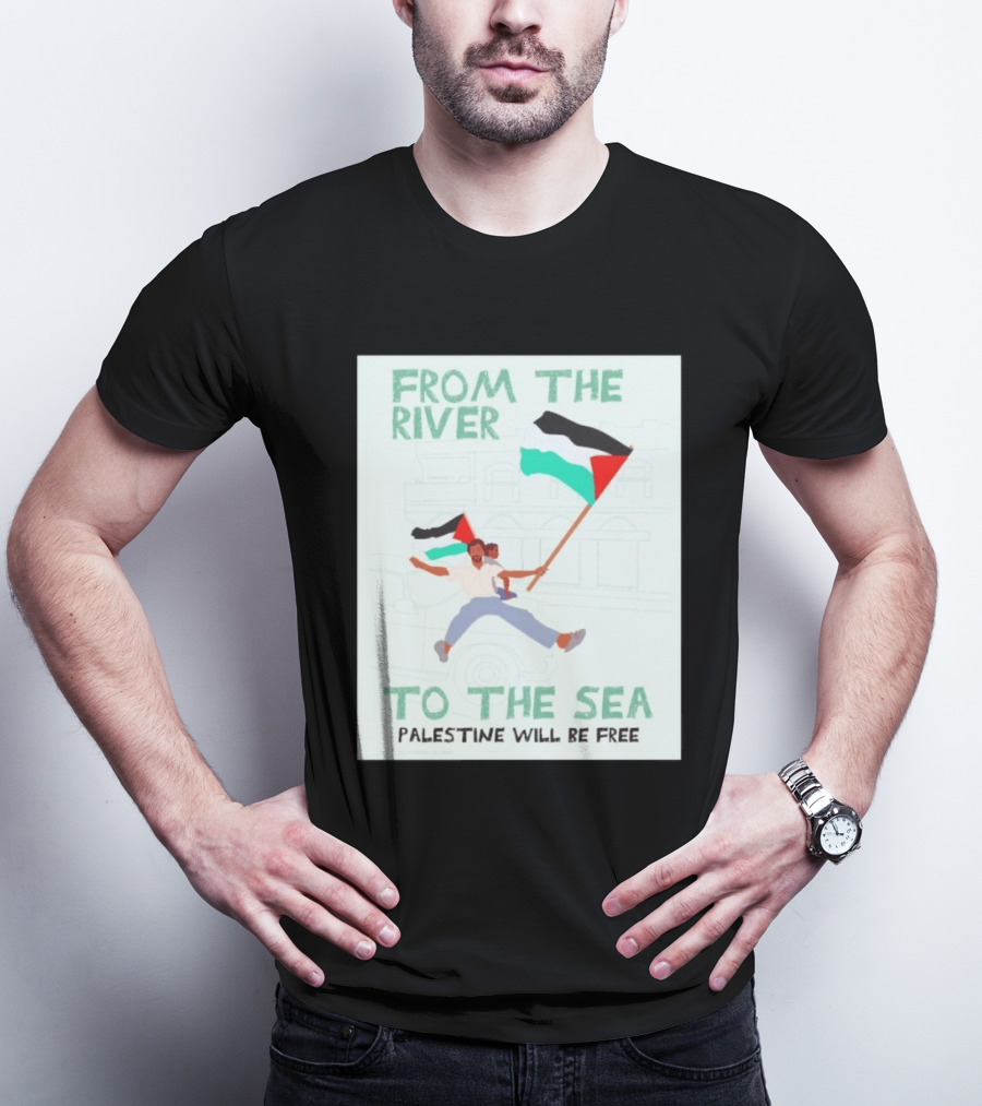 From The River To The Sea Palestine Will Be Free Flag Person Holding Child T-Shirt