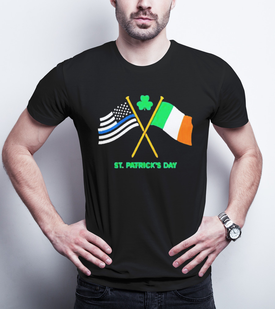 St. Patrick's Day American And Irish Flag Shamrock Celebration T-Shirt
