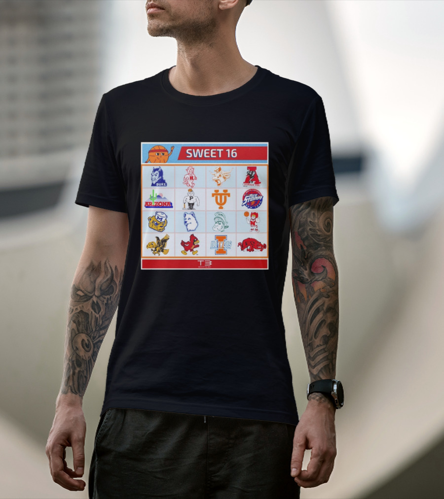 Sweet 16 NCAA Tournament 2026 Throwback Teams Duke Arizona Illinois T-Shirt