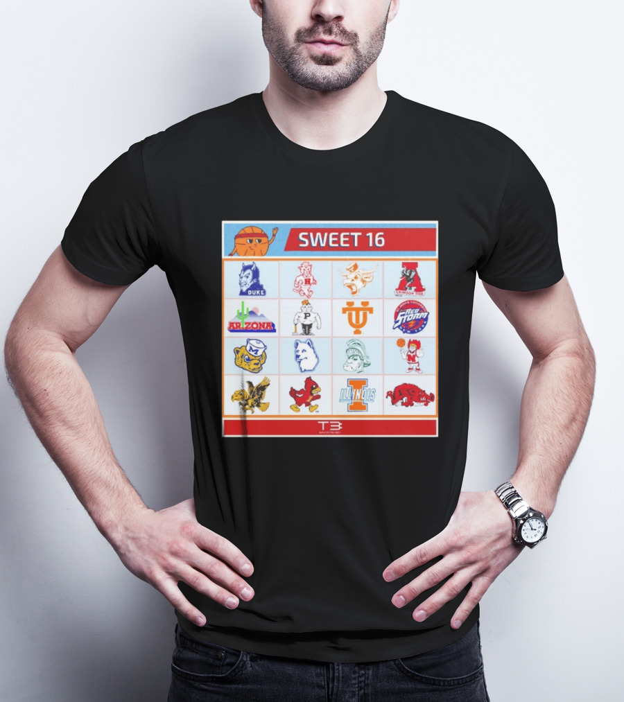 Sweet 16 NCAA Tournament 2026 Throwback Teams Duke Arizona Illinois T-Shirt