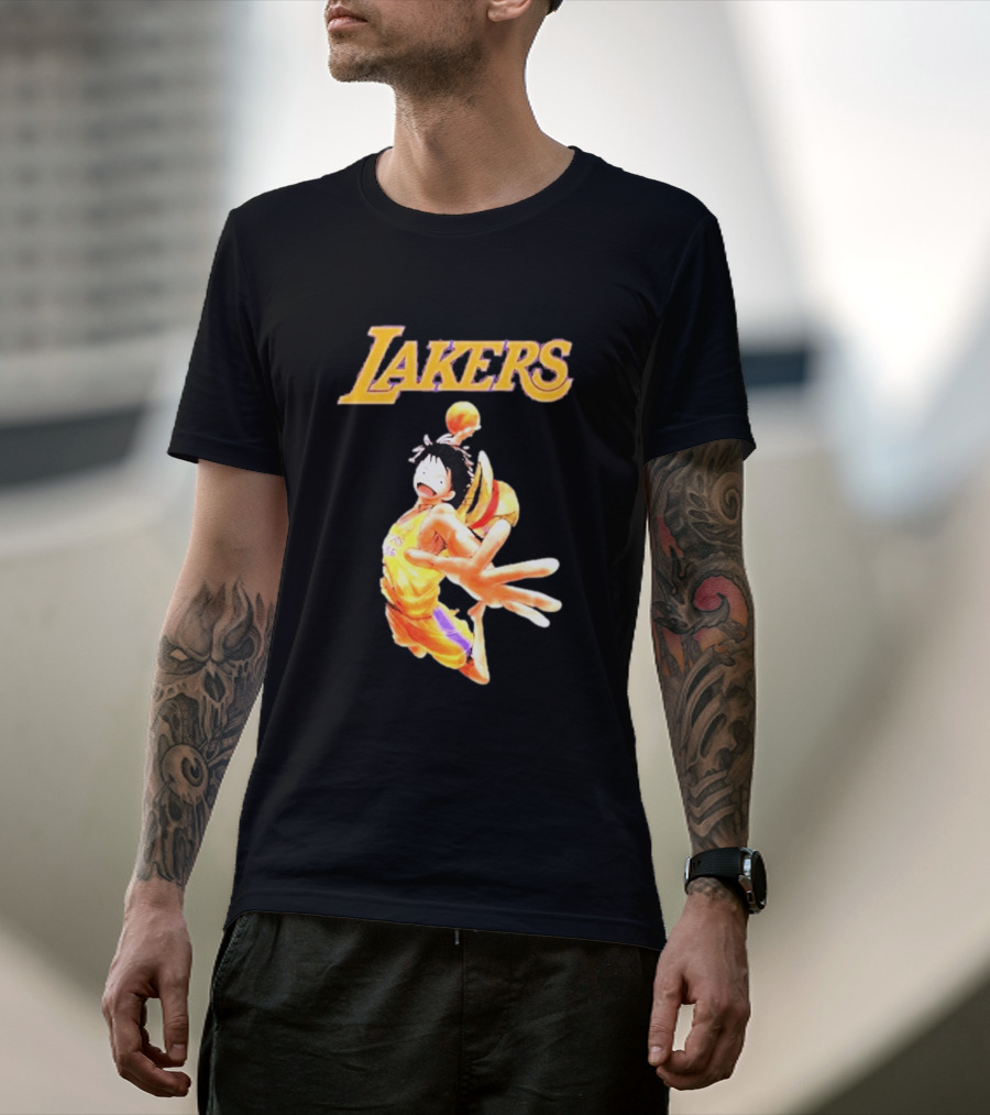 One Piece Luffy Basketball Lakers Crossover Collaboration T-Shirt