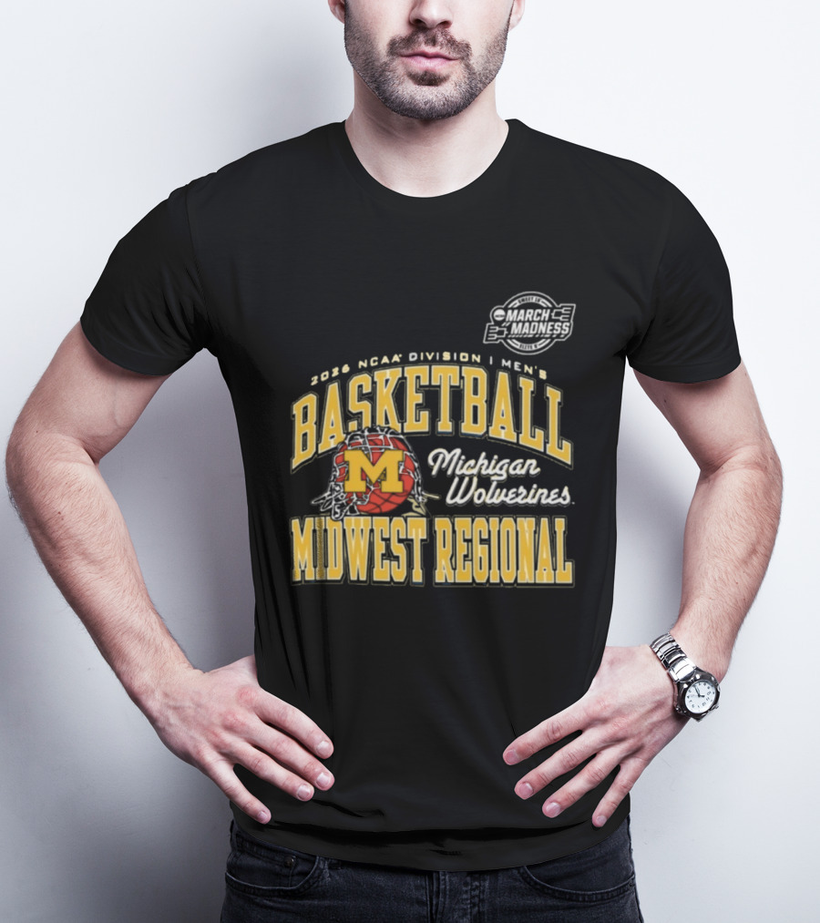 2026 NCAA Division I Men's Basketball Michigan Wolverines Midwest Regional T-Shirt