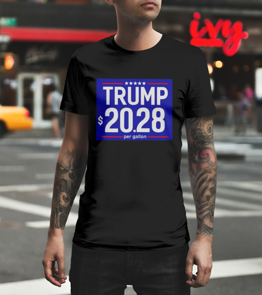 Trump 2028 Per Gallon Five Stars Blue T-Shirt