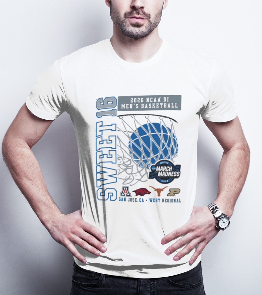 Sweet 16 March Madness 2026 NCAA DI Men's Basketball Tournament San Jose CA West Regional T-Shirt