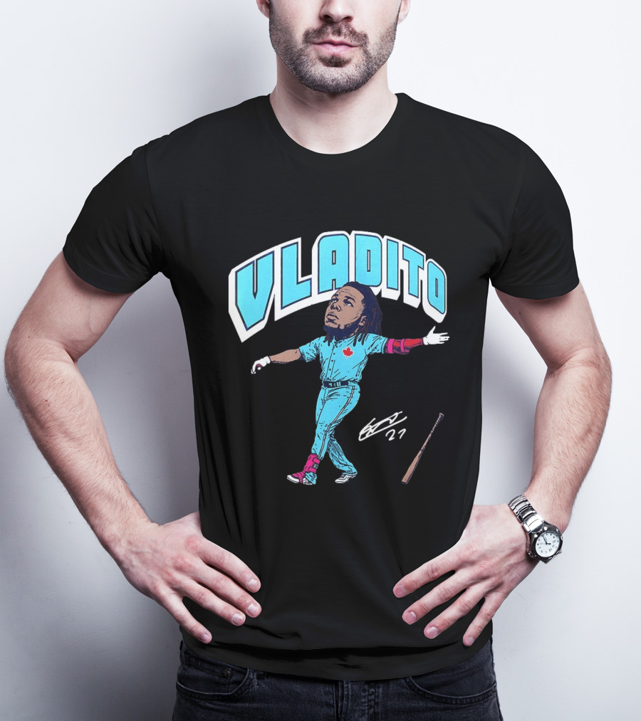 Vladito Vladimir Guerrero Jr. Toronto Blue Jays Caricature Baseball Card 27 T-Shirt