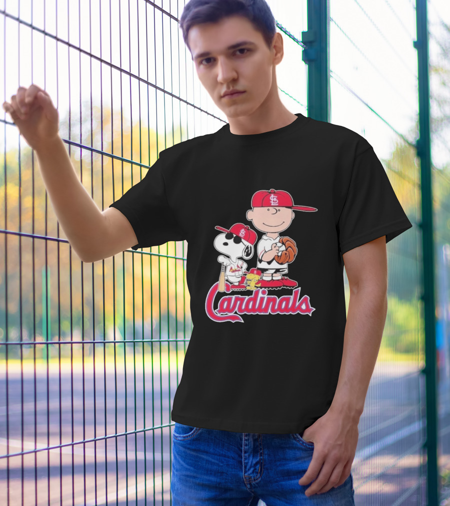 St. Louis Cardinals Peanuts Snoopy Charlie Brown Woodstock Baseball T-Shirt