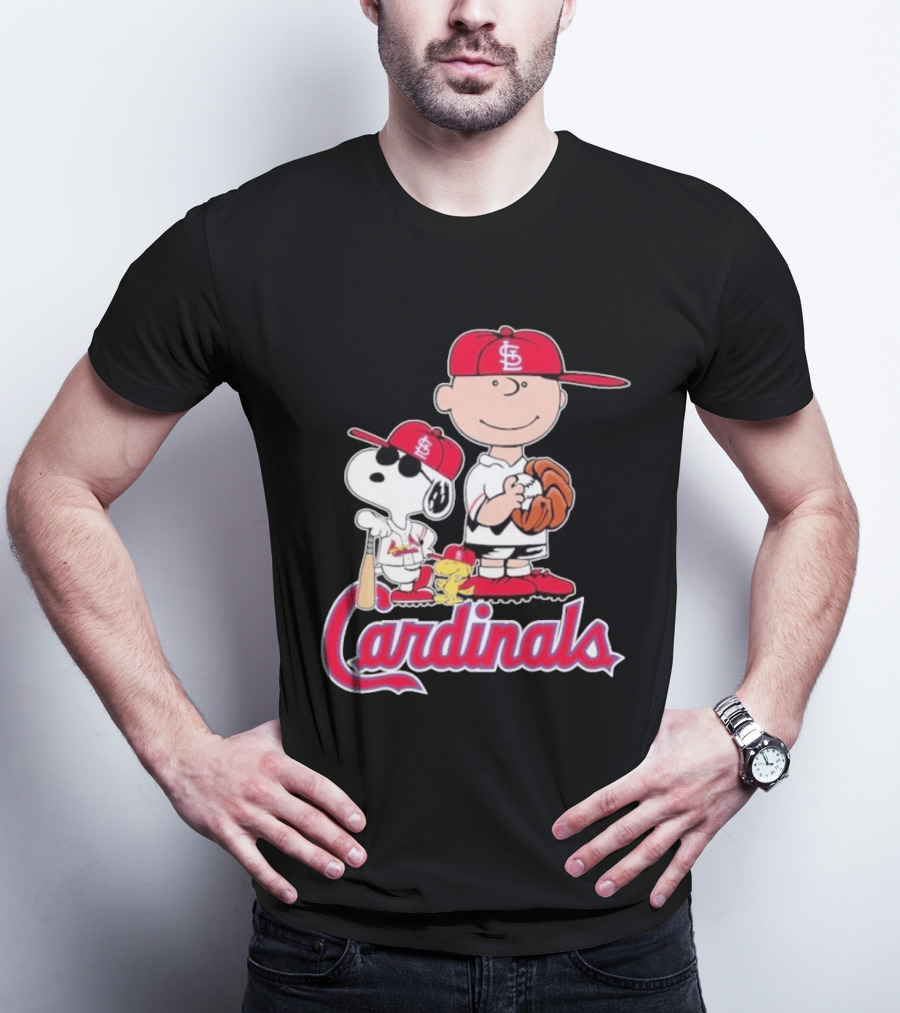 St. Louis Cardinals Peanuts Snoopy Charlie Brown Woodstock Baseball T-Shirt