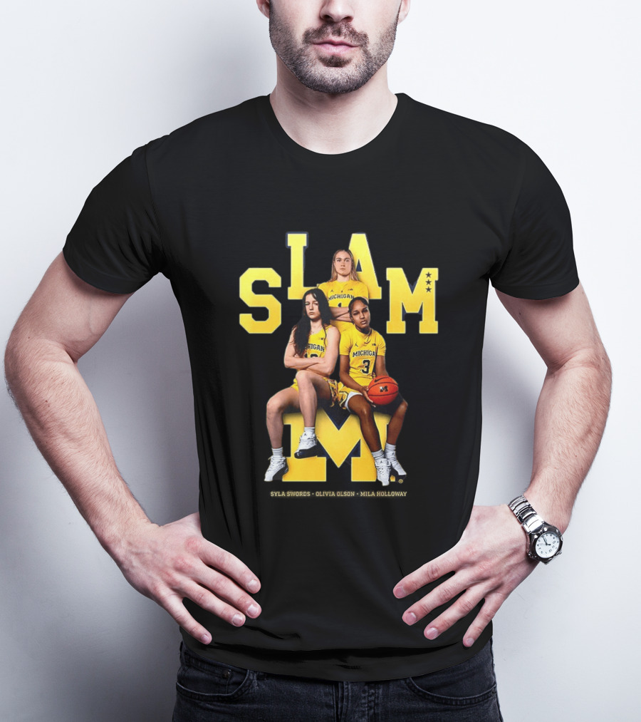 Mila Holloway Olivia Olson Syla Swords SLAM Michigan Wolverines Basketball T-Shirt