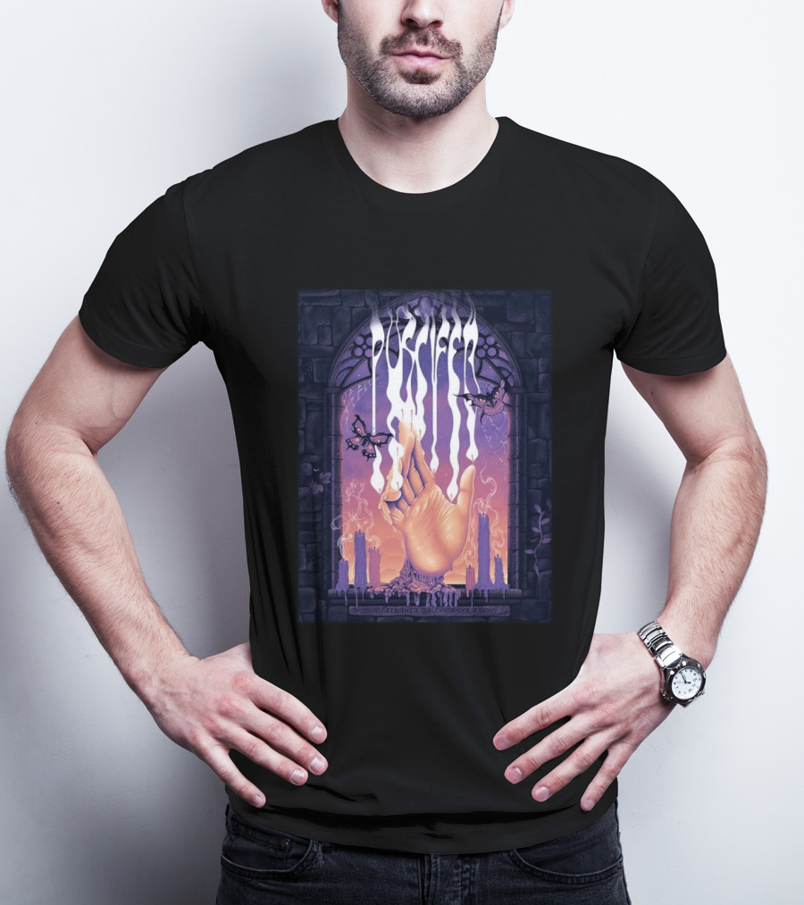 Puscifer Atlanta Georgia 2026 Concert With Hand Symbol And Butterflies At Coca Cola Roxy On March 28 2026 T-Shirt