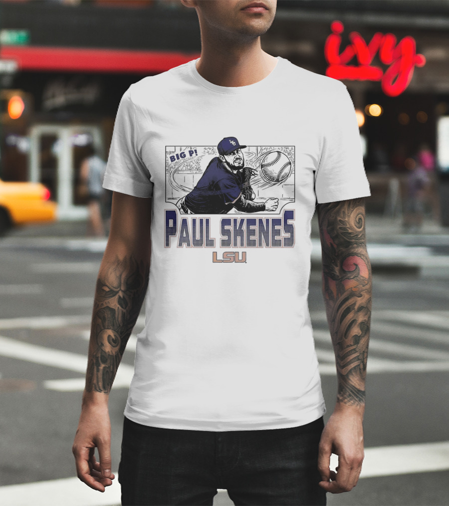Big Leagues Paul Skenes LSU Baseball Pitcher T-Shirt