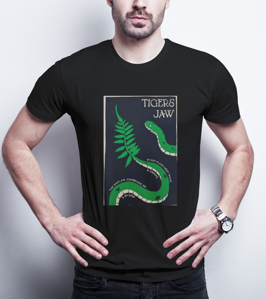 Tigers Jaw The Sinclair Cambridge MA March 30 2026 Snake Fern Hot Flash Heat Wave Creeks T-Shirt